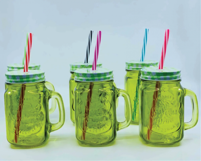 Juego de 6 Tarros Mason Jar Verde Con Tapa Y Popote 470 ML – Vencort Juego de 6 Tarros Mason Jar Verde Con Tapa Y Popote 470 ML – Vencort